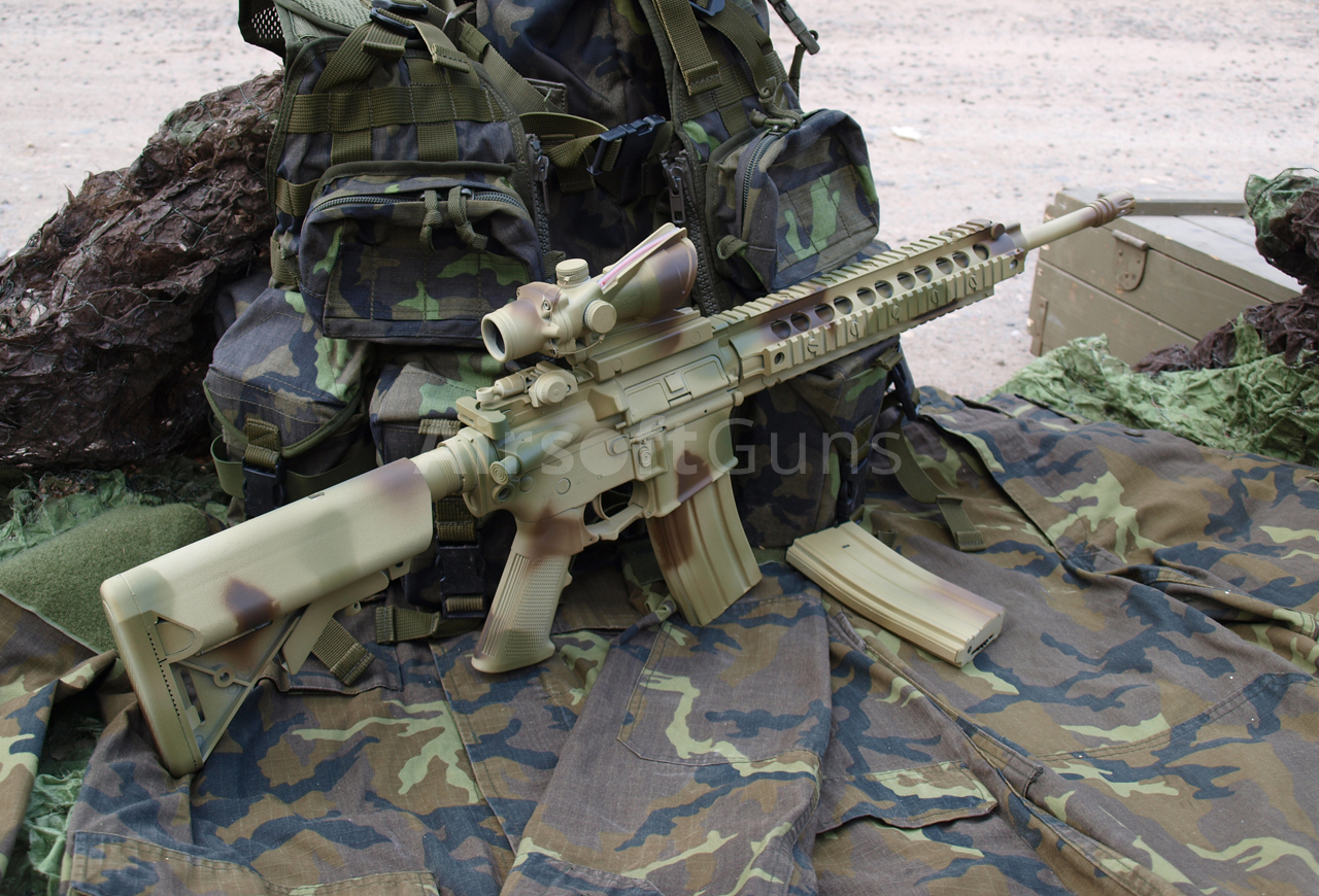 Camo Custom KAC SR-15, 150 m/s, AirsoftGuns, E&C | AirsoftGuns